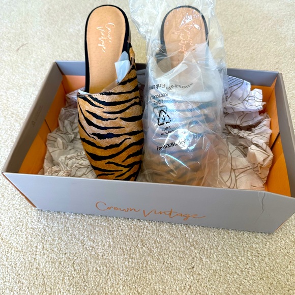 Crown Vintage | Shoes | Crown Vintage Mules With Real Cow Hair Made In ...